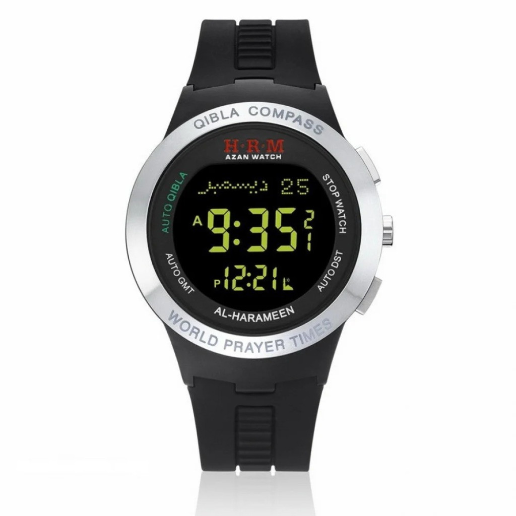 Buy Online Al Harameen Azan Watch Black/White HA-6507BW in Qatar- Tccq.com