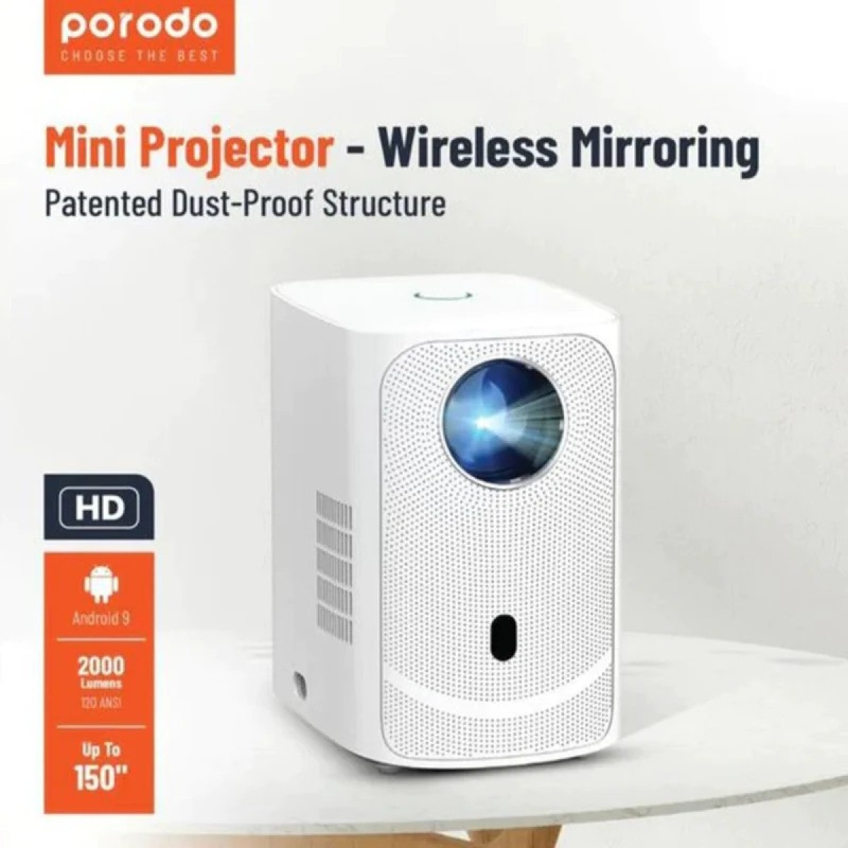 Buy Online Porodo Mini Projector Wireless Mirroring Patented Dust-Proof ...
