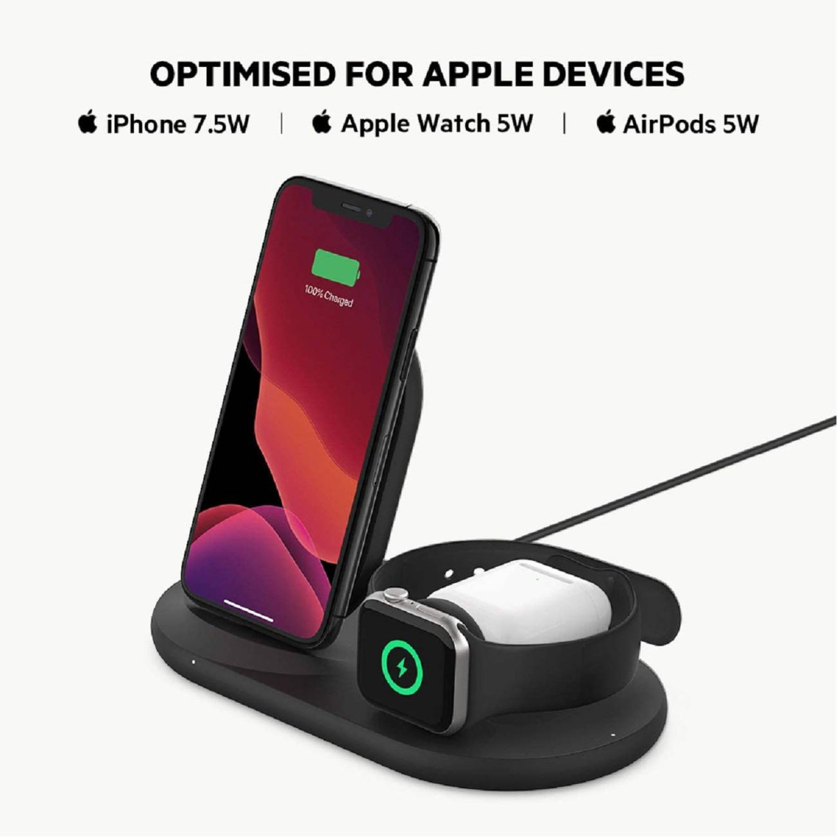 Buy Online Belkin BoostCharge 3-in-1 Wireless Charger for Apple Devices in Qatar- Tccq.com