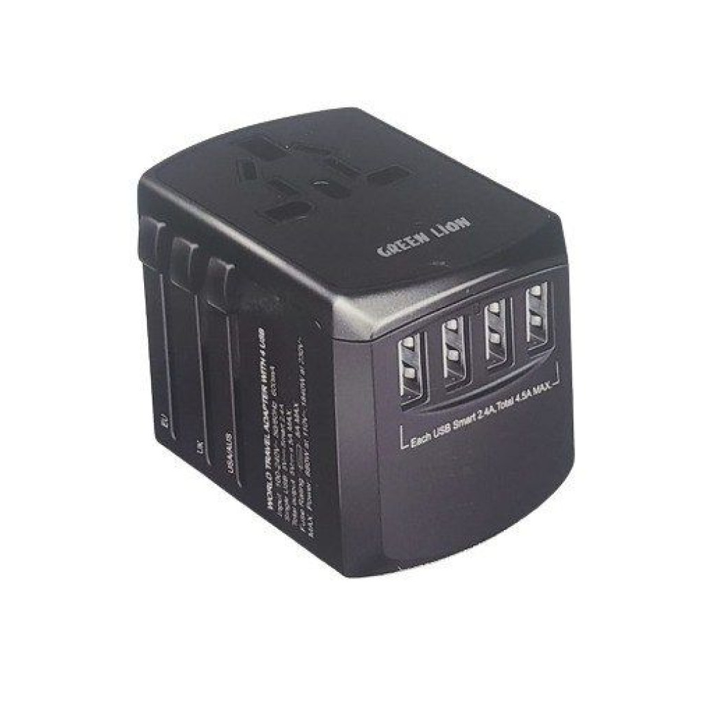 Buy Online Green Lion Universal Travel Wall Adapter 4 Usb Port 5V 4.5A in Qatar- Tccq.com
