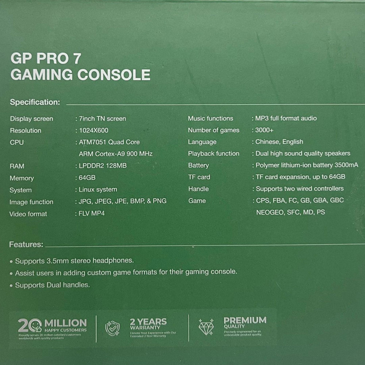 Buy Online Green Lion GP PRO 7 Gaming Console - Black in Qatar- Tccq.com