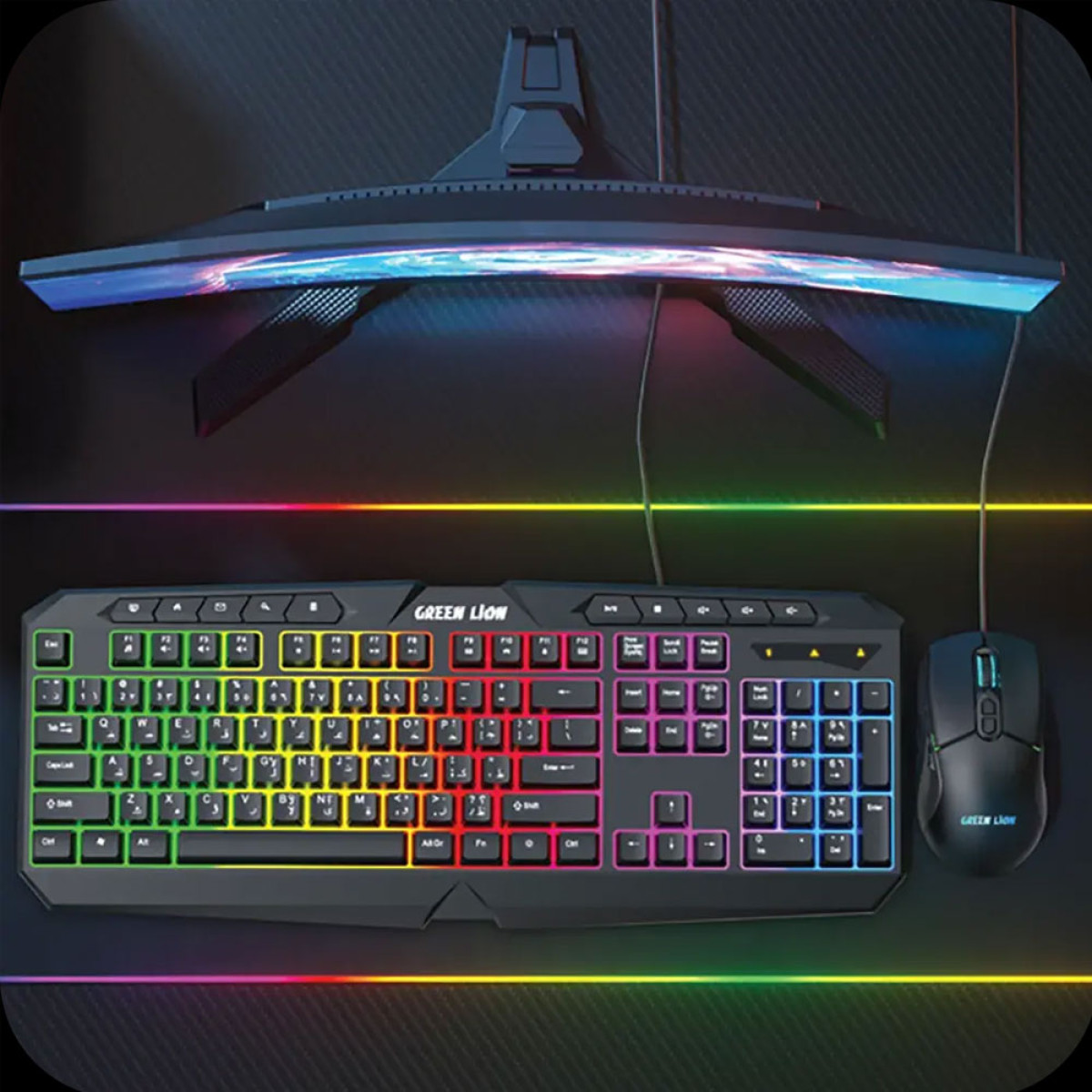 Buy Online Green Lion GK-400 RGB Gaming Keyboard + Mouse - Black in ...